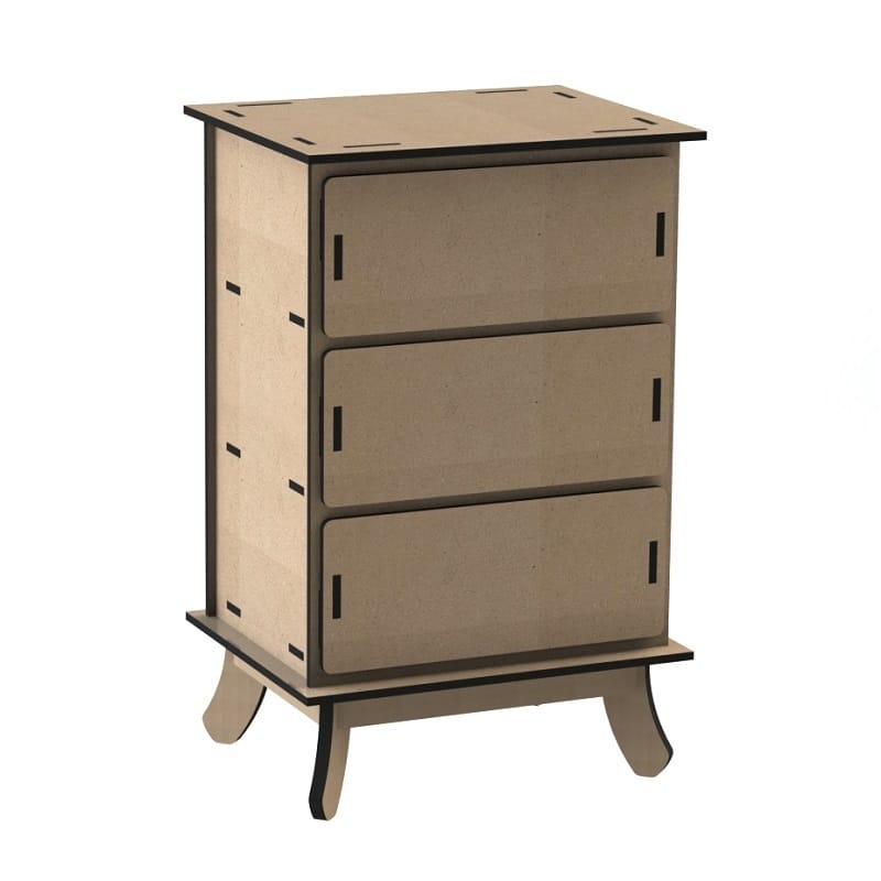 3 Drawer Chest of Drawers Laser Cut CDR DXF File Free Download | Vecty