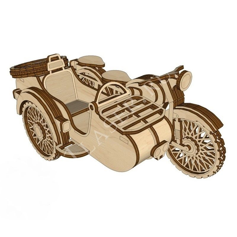Laser Cut Wooden Motorcycle