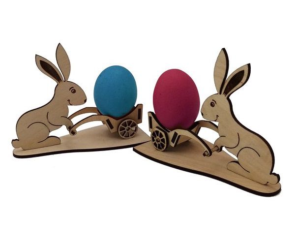 Easter Bunny Pushing Egg Cart Laser Cut CDR File Free Download | Vecty