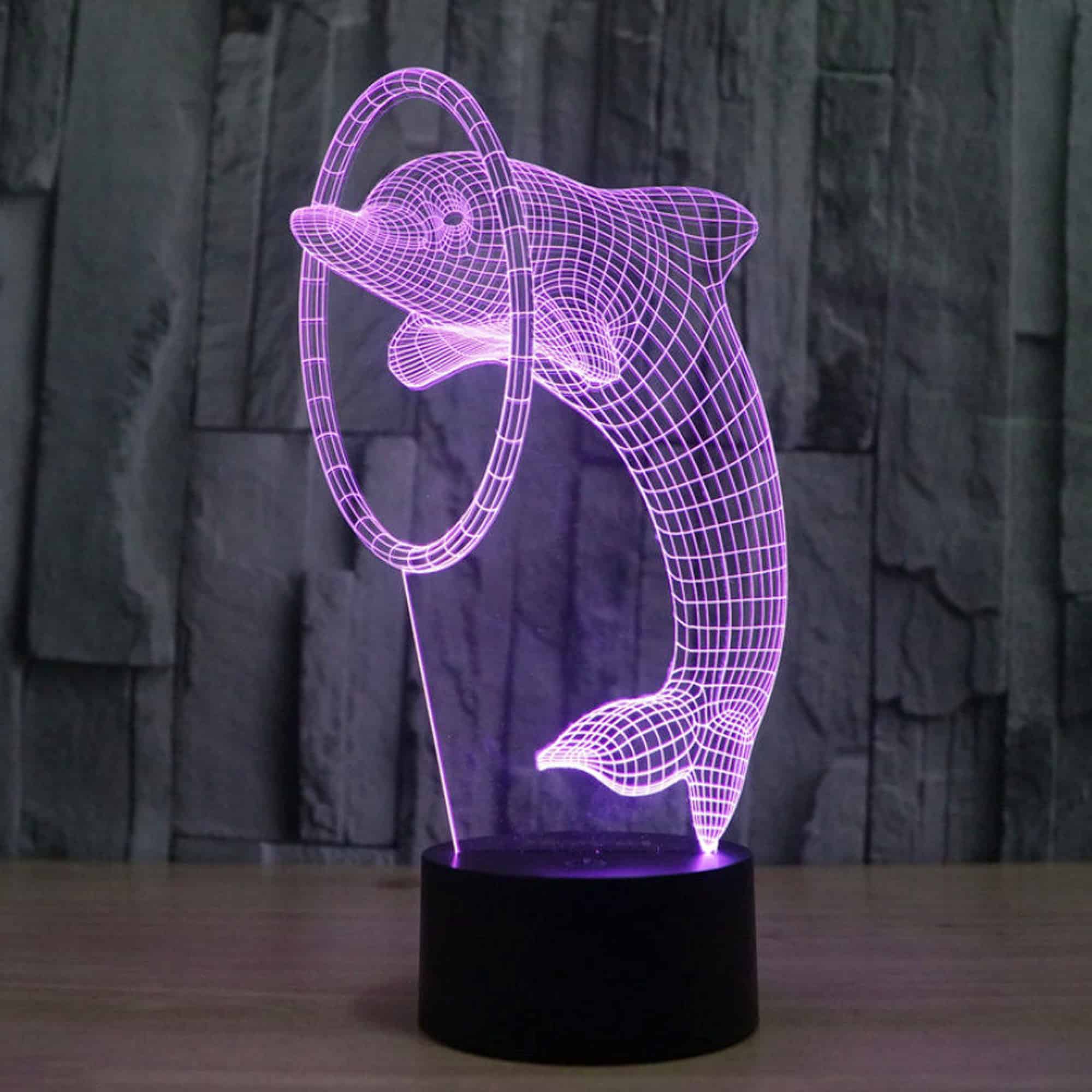 Dolphin With Ring 3D Illusion Lamp Laser Engraving CDR File Free ...