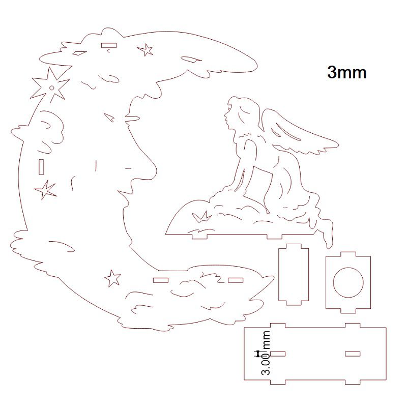 Fantasy Fairy on Moon Wood Lamp Laser Cut CDR DXF File Free Download ...