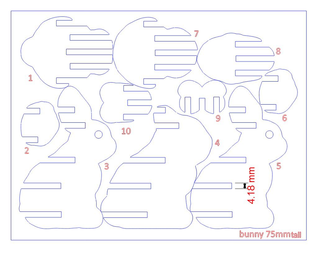 Laser Cut Bunny Rabbit 3D Wood Model DXF File Free Download | Vecty