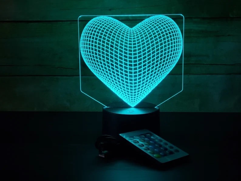 Laser Engraved Love Heart 3D Illusion LED Lamp CDR File Free Download ...
