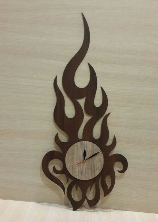 Laser Cut Fire Flame Wooden Wall Clock CDR File Free Download | Vecty