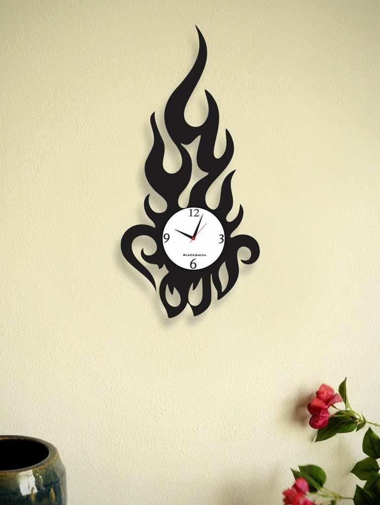 Laser Cut Fire Flame Wooden Wall Clock CDR File Free Download | Vecty