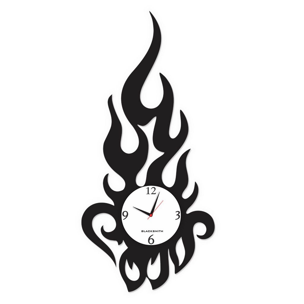 Laser Cut Fire Flame Wooden Wall Clock CDR File Free Download | Vecty