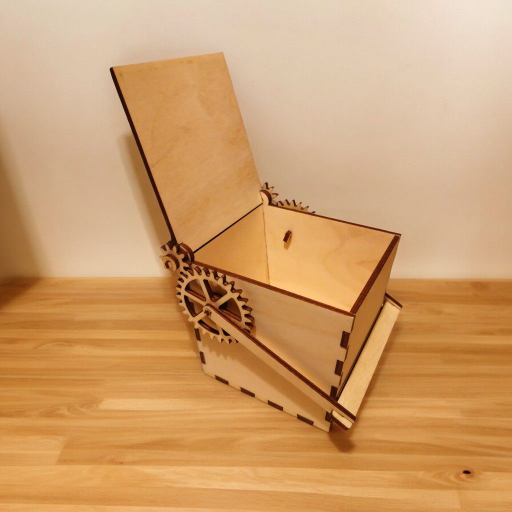 Laser Cut Wooden Mechanical Geared Box CDR DXF File Free Download | Vecty