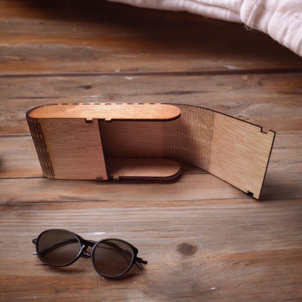 Laser Cut Wood Living Hinge Eyeglass Case SVG File Free Download | Vecty