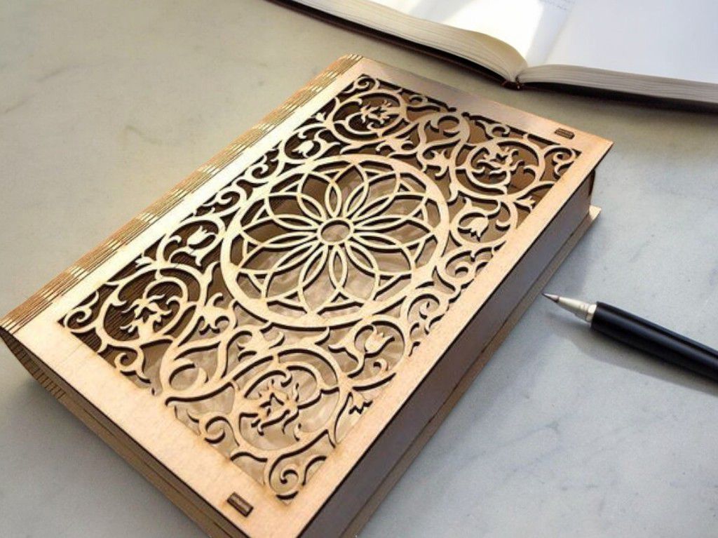 Laser Cut Wooden Book Box with Folding Lid CDR File Free Download | Vecty