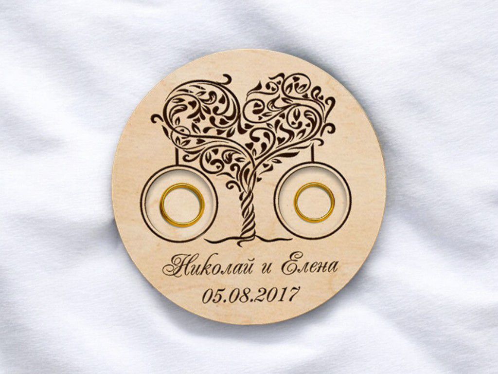 Laser Cut Wooden Wedding Ring Holder Plate CDR File Free Download | Vecty