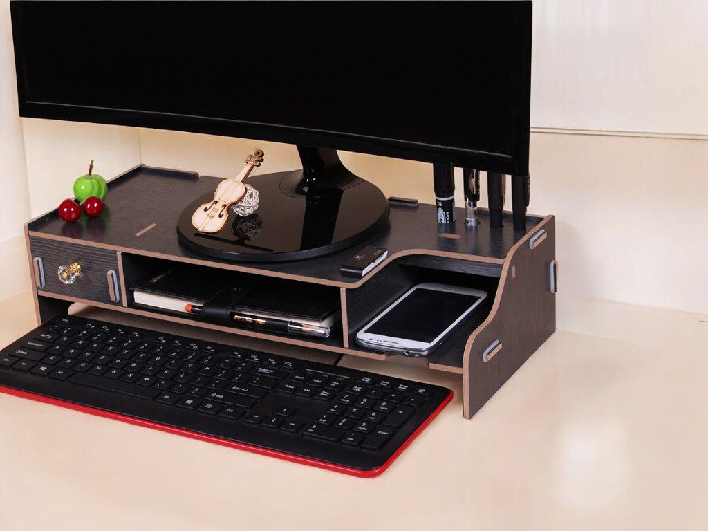 Laser Cut PC Desktop Organizer with Keyboard Mouse Storage Slots CDR ...