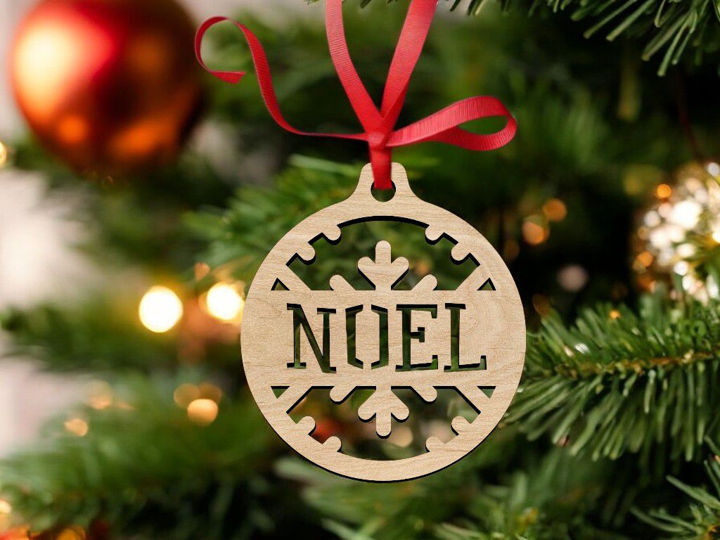 Laser Cut Noel Christmas Ornament CDR DXF SVG File Free Download | Vecty
