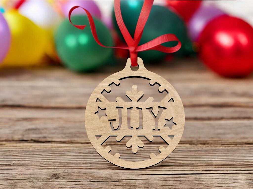 Laser Cut Joy Christmas Tree Hanging Ornament CDR DXF SVG File Free ...