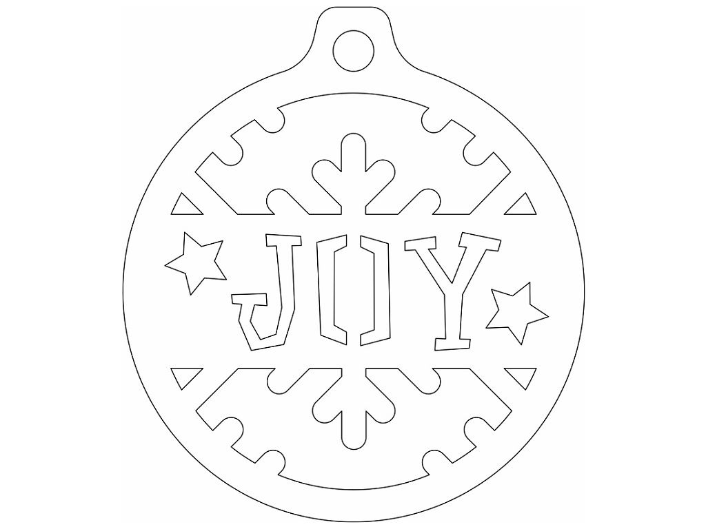 Laser Cut Joy Christmas Tree Hanging Ornament CDR DXF SVG File Free ...