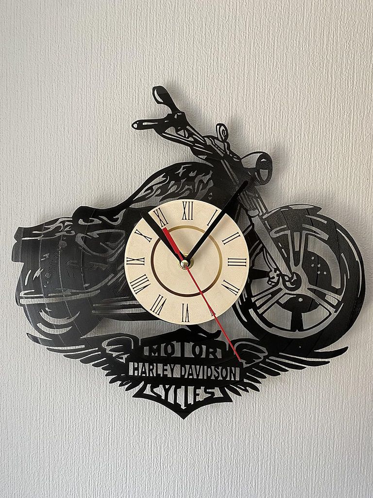 Laser Cut Harley Davidson Motorcycle Wall Clock CDR File Free Download ...