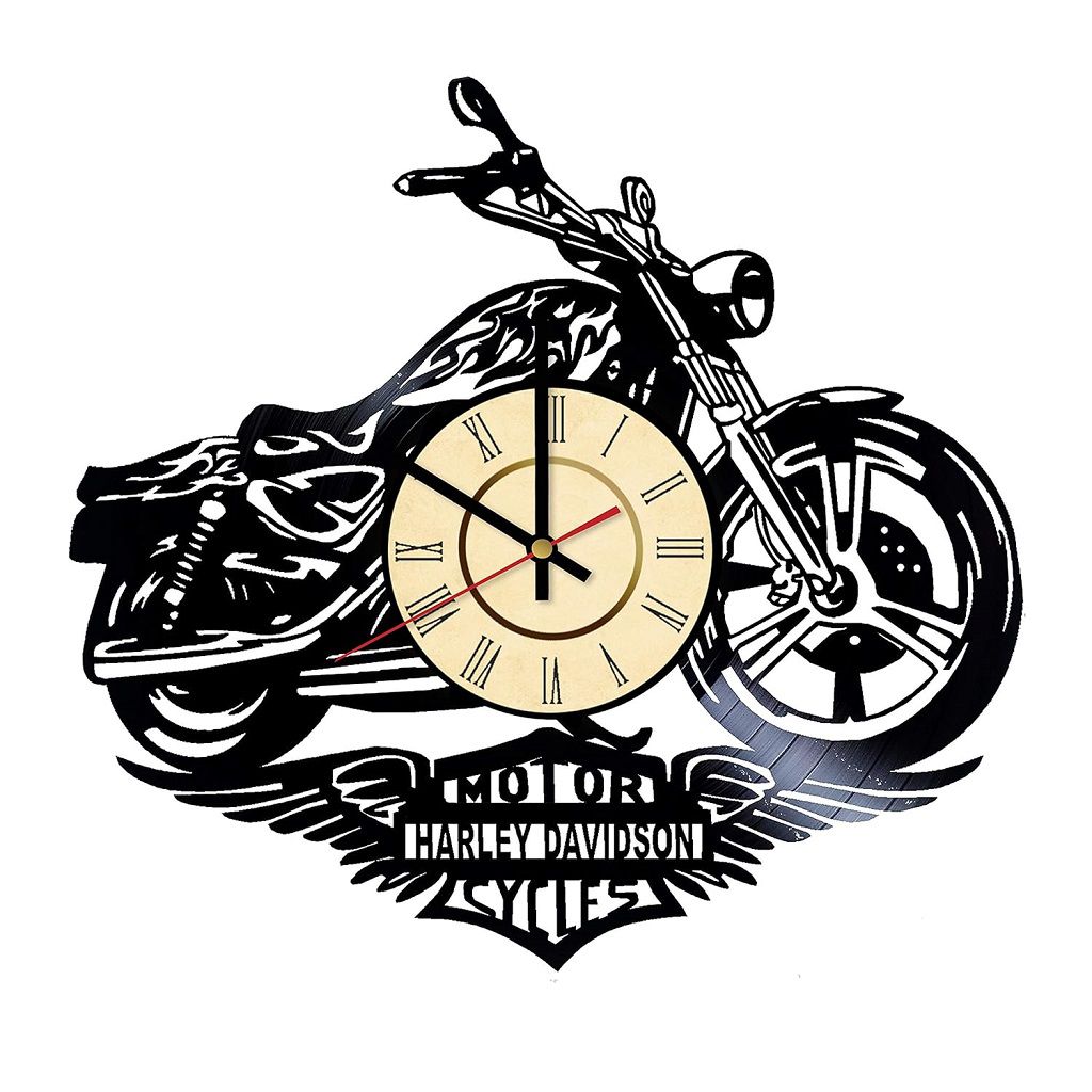 Laser Cut Harley Davidson Motorcycle Wall Clock CDR File Free Download ...