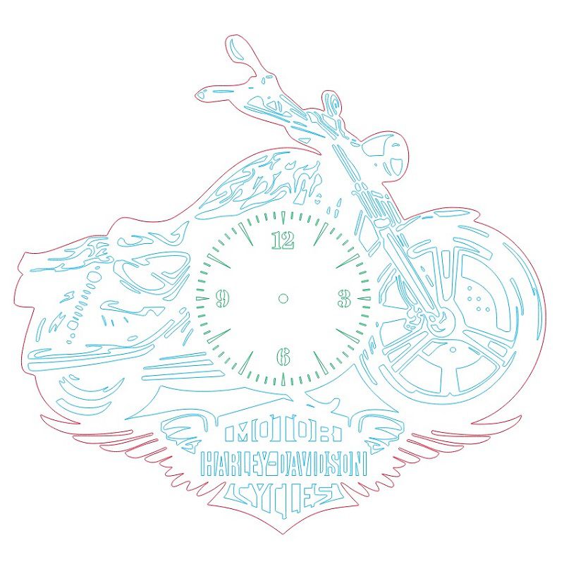 Laser Cut Harley Davidson Motorcycle Wall Clock CDR File Free Download ...
