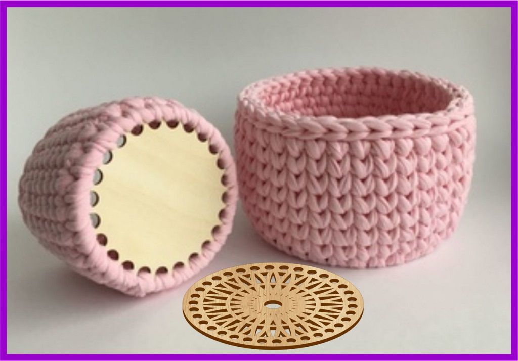 Laser Cut Crochet Basket Wooden Base Pattern CDR File Free Download | Vecty