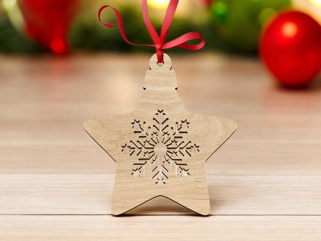 Laser Cut Star Snowflake Bauble Ornament CDR DXF SVG File Free Download ...
