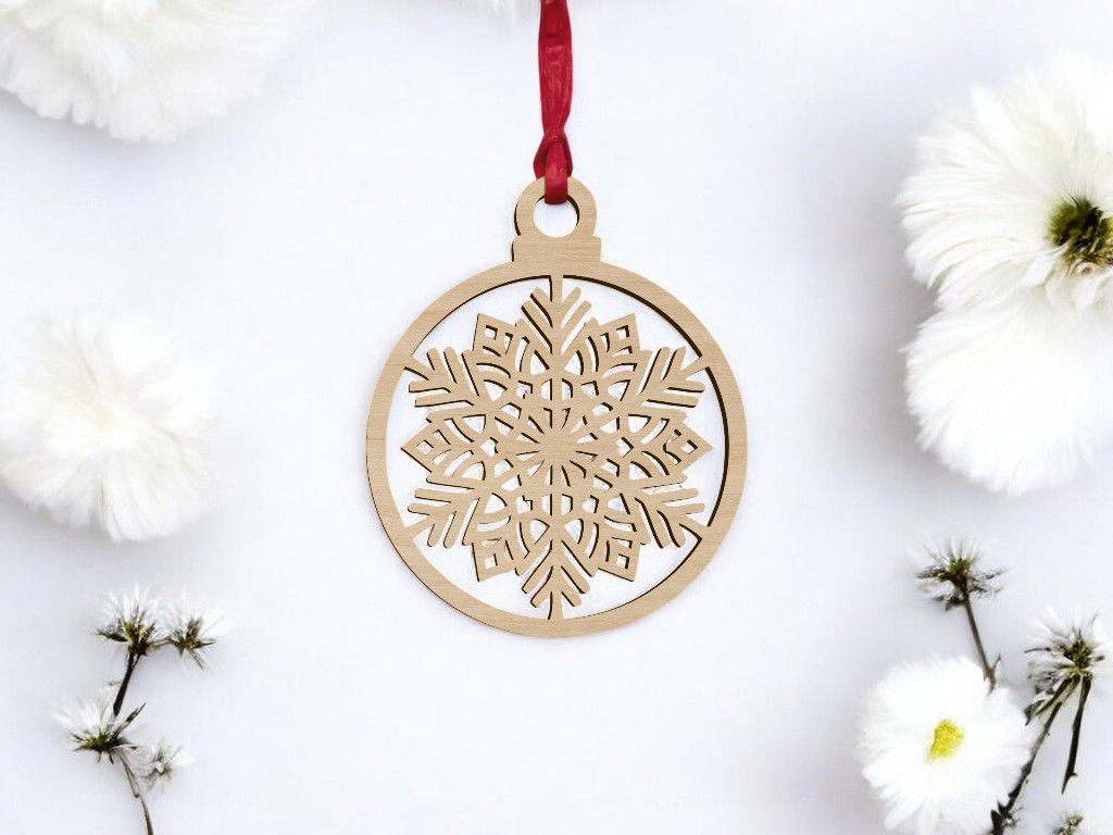 Laser Cut Snowflake Bauble Decoration CDR DXF SVG File Free Download ...