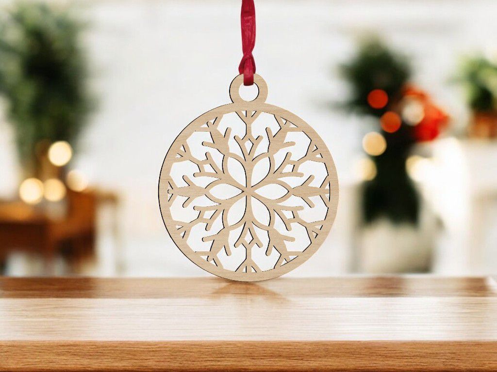 Laser Cut Round Christmas Tree Ornament CDR DXF SVG File Free Download ...
