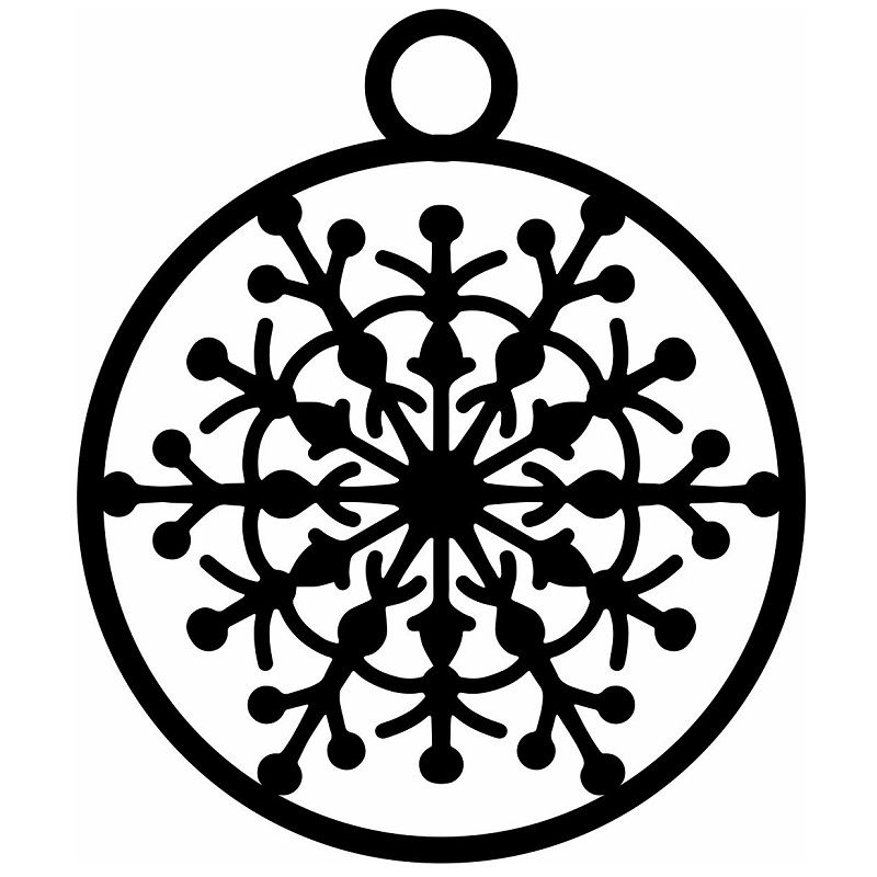 Laser Cut Round Classic Bauble Snowflake Ornament CDR DXF SVG File Free ...