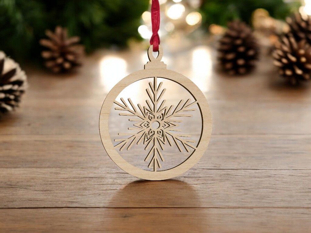 Laser Cut Snowflake Bauble Ornament CDR DXF EPS SVG File Free Download ...