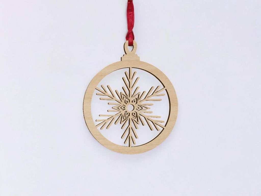 Laser Cut Snowflake Bauble Ornament CDR DXF EPS SVG File Free Download ...