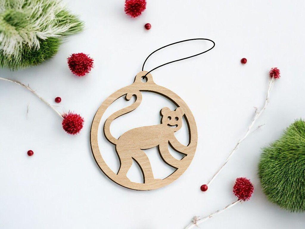 Laser Cut Monkey Christmas Ornament CDR DXF EPS SVG File Free Download ...