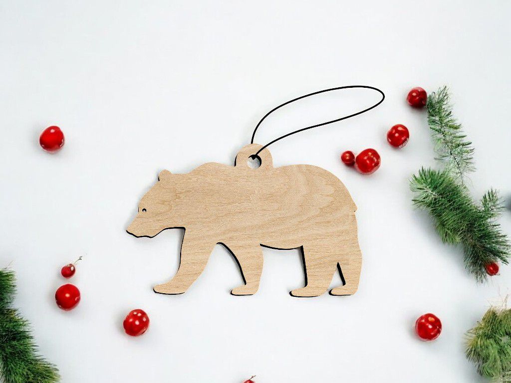 Laser Cut Bear Christmas Ornament CDR DXF EPS SVG File Free Download ...