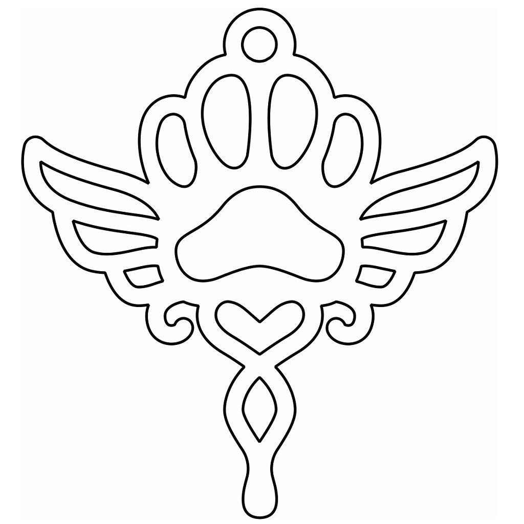 Laser Cut Angel Wings with Paw Print Ornament CDR DXF EPS SVG File Free ...