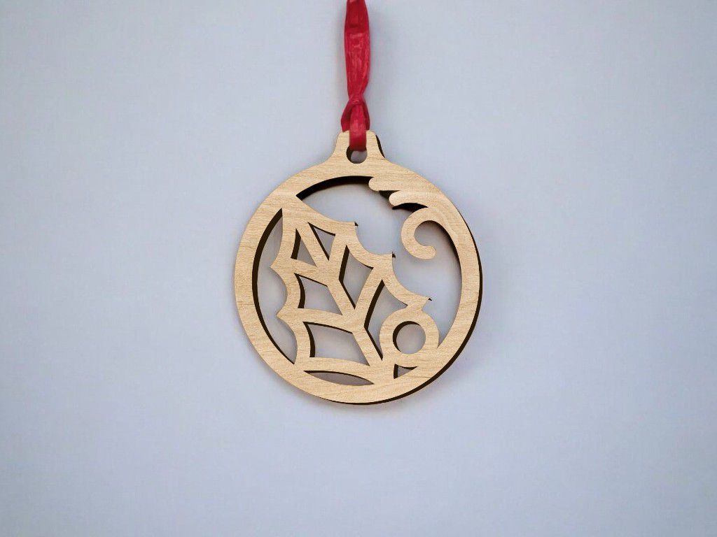 Laser Cut Wooden Leaf Christmas Bauble CDR DXF EPS SVG File Free ...