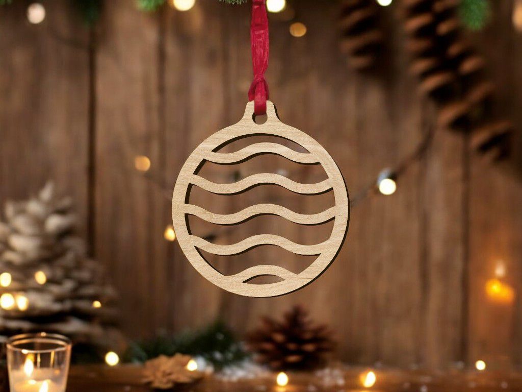 Laser Cut Wavy Christmas Bauble CDR DXF EPS SVG File Free Download | Vecty