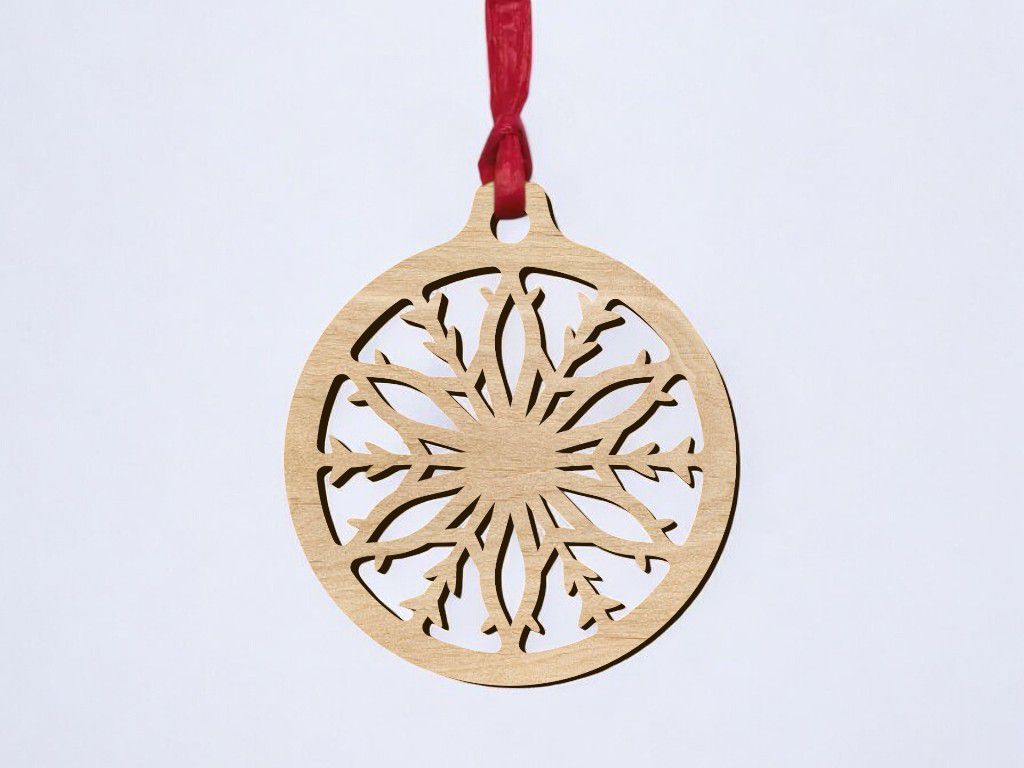 Laser Cut Snowflake Bauble CDR DXF EPS SVG File Free Download | Vecty