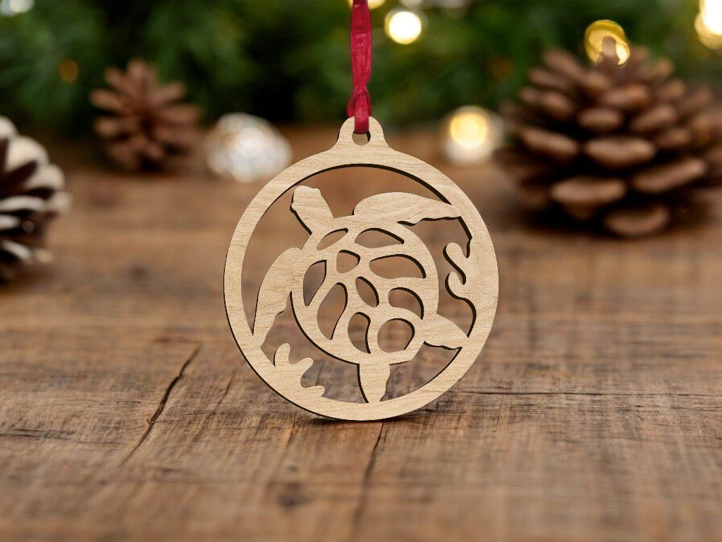 Laser Cut Turtle Christmas Ball Ornament CDR DXF EPS SVG File Free ...
