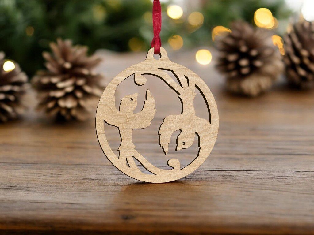 Laser Cut Birds Yin Yang Christmas Ornament CDR DXF EPS SVG File Free ...