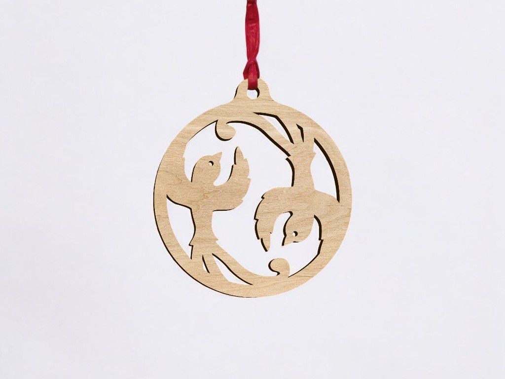 Laser Cut Birds Yin Yang Christmas Ornament CDR DXF EPS SVG File Free ...