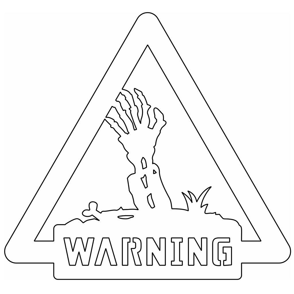 Laser Cut Warning Sign with Zombie Hand CDR DXF EPS SVG File Free ...