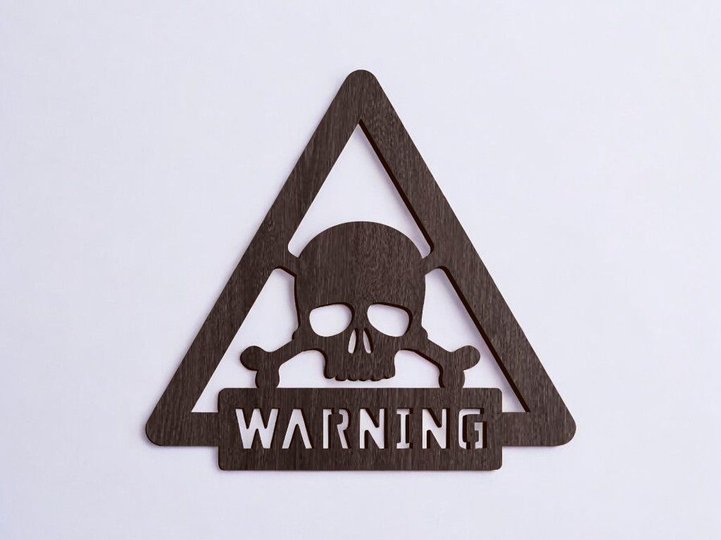Laser Cut Warning Sign with Skull and Crossbones CDR DXF EPS SVG File ...