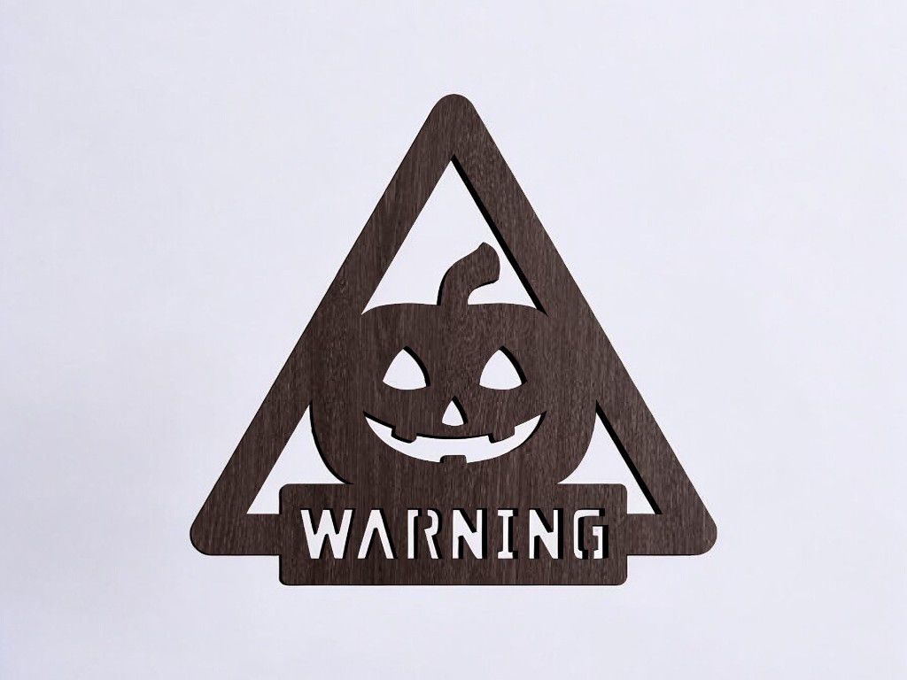 Laser Cut Halloween Warning Sign with Pumpkin CDR DXF EPS SVG File Free ...