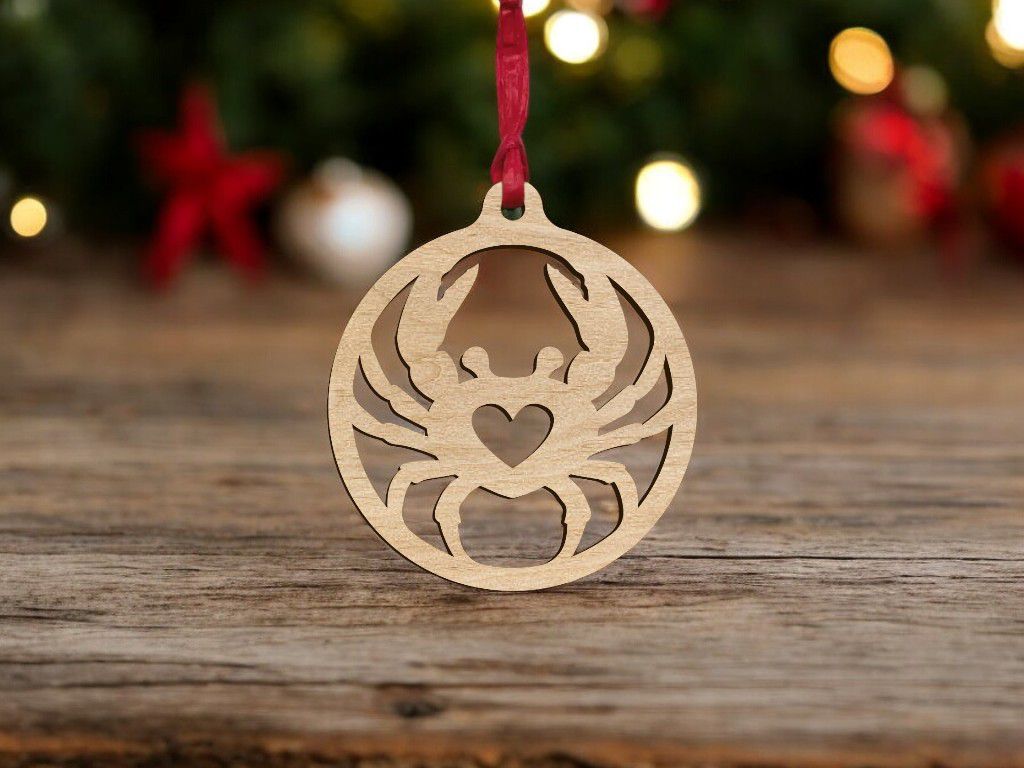 Laser Cut Festive Crab Bauble CDR DXF EPS SVG File Free Download | Vecty