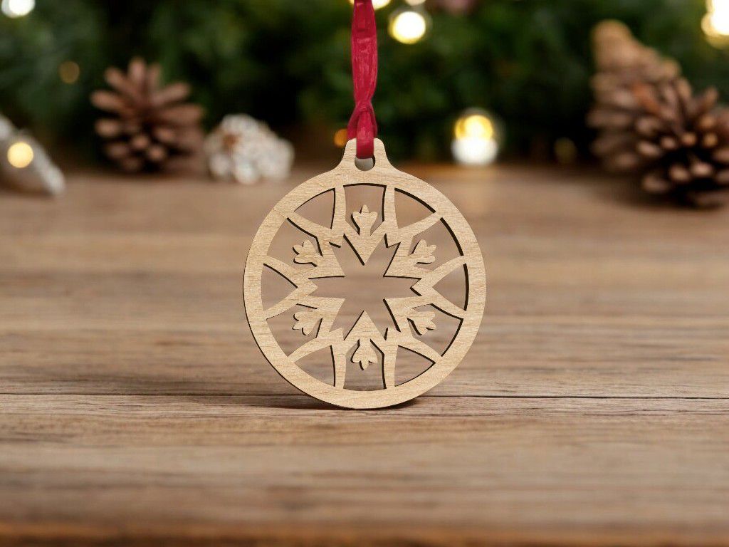Laser Cut Snowflake Bauble Hanging Decoration CDR DXF EPS SVG File Free ...