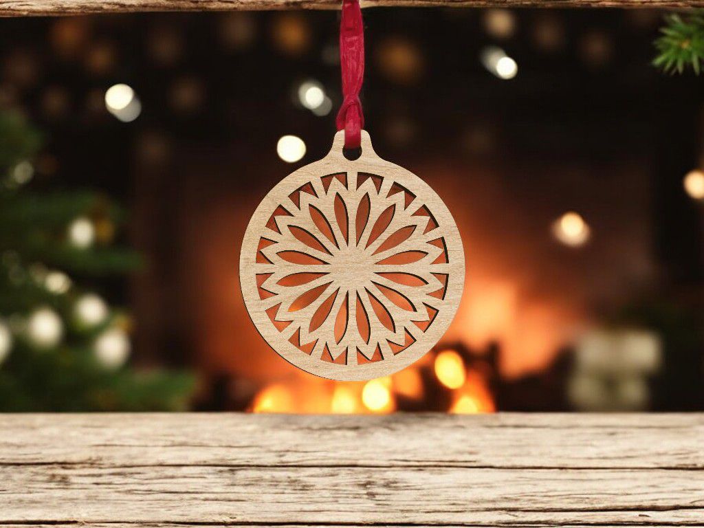 Laser Cut Christmas Floral Snowflake Bauble CDR DXF EPS SVG File Free ...