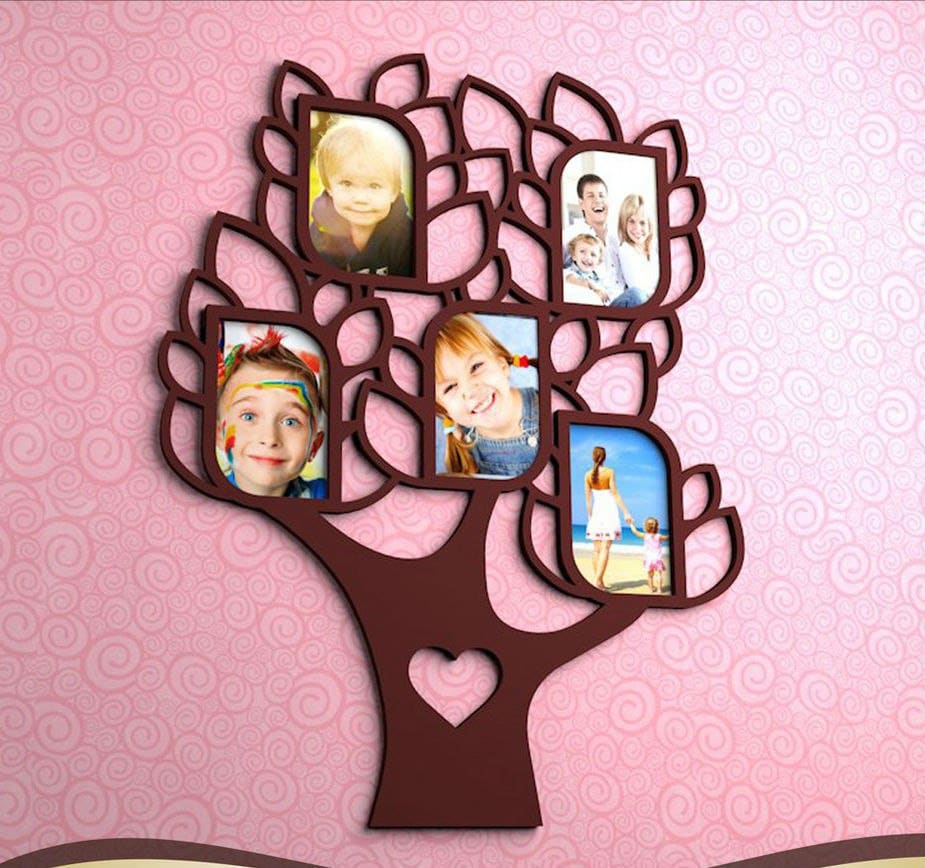 Family Love Tree with 5 Frames Laser Cut CDR File Free Download | Vecty