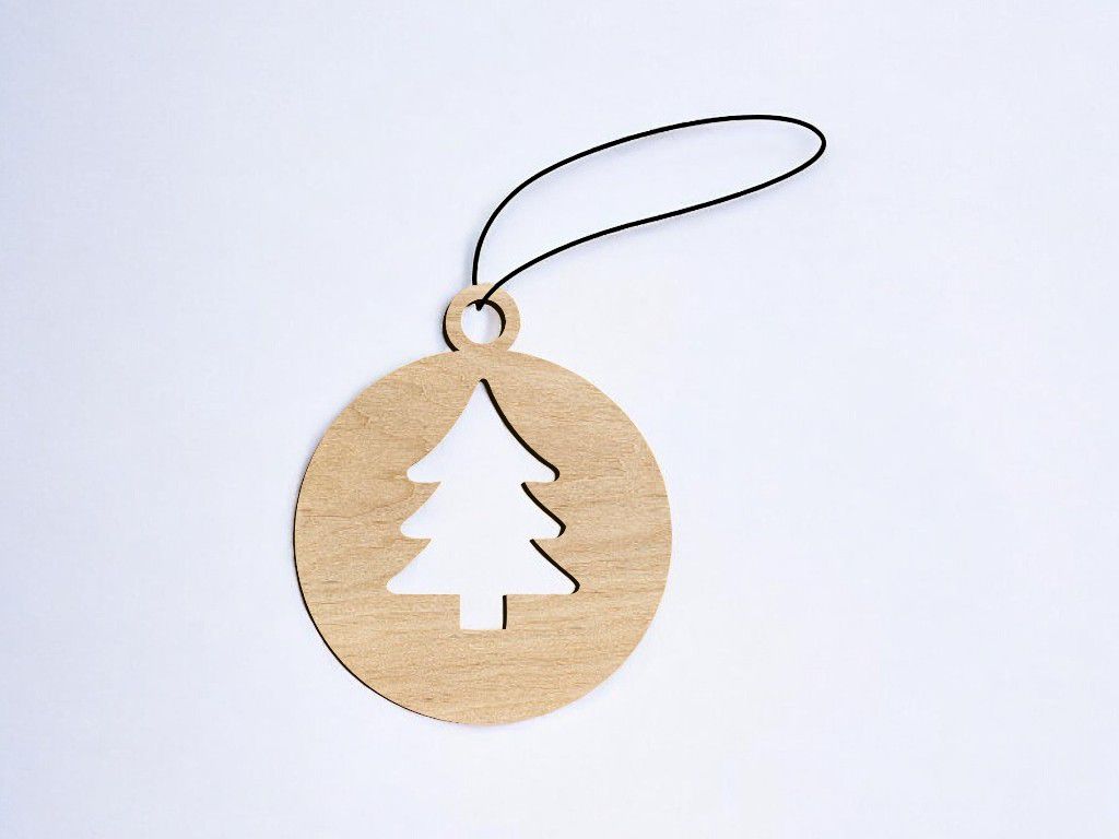 Laser Cut Circle Bauble with Christmas Tree CDR DXF EPS SVG File Free ...