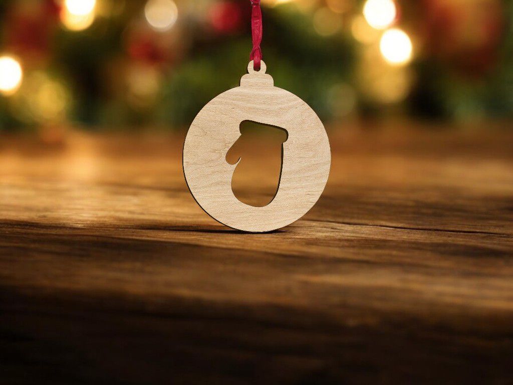 Laser Cut Christmas Bauble with Santa Claus Gloves CDR DXF EPS SVG File ...