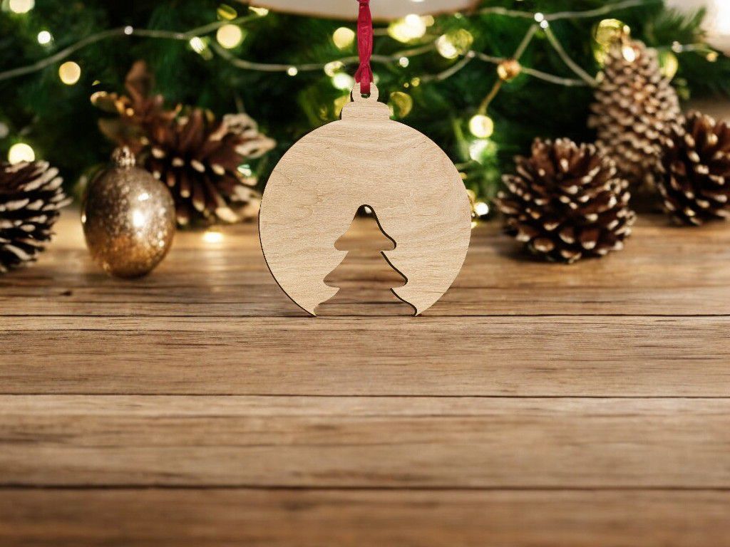 Laser Cut Christmas Tree Bauble Ornament CDR DXF EPS SVG File Free ...