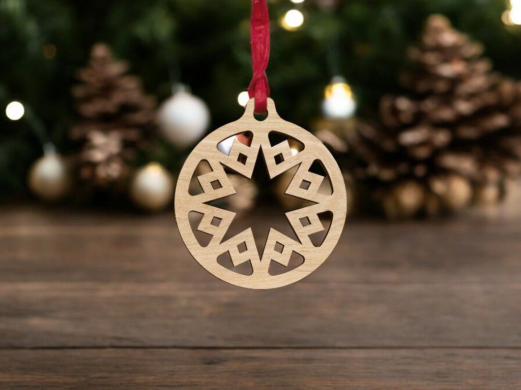 Laser Cut Round Decorative Christmas Tree Bauble CDR DXF EPS SVG File ...