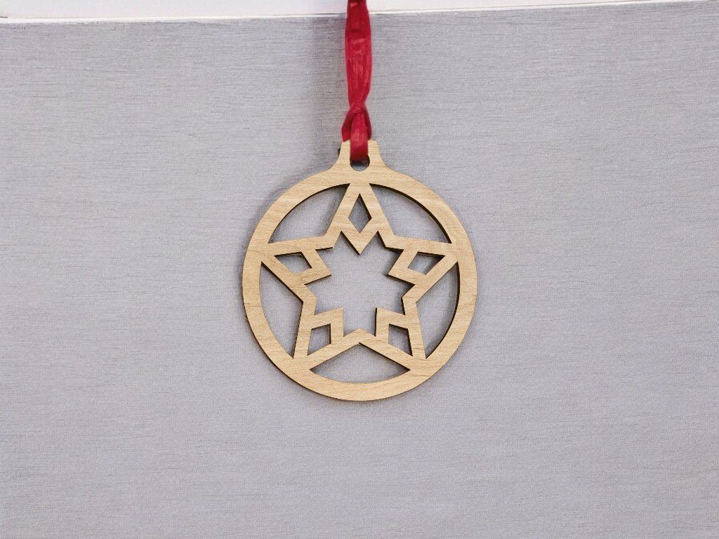 Laser Cut Star Snowflake Ball Ornament CDR DXF EPS SVG File Free ...