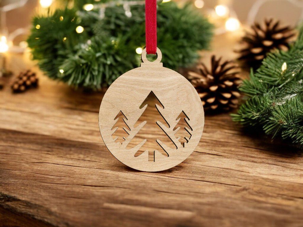 Laser Cut Christmas Tree Bauble Decoration CDR DXF EPS SVG File Free ...